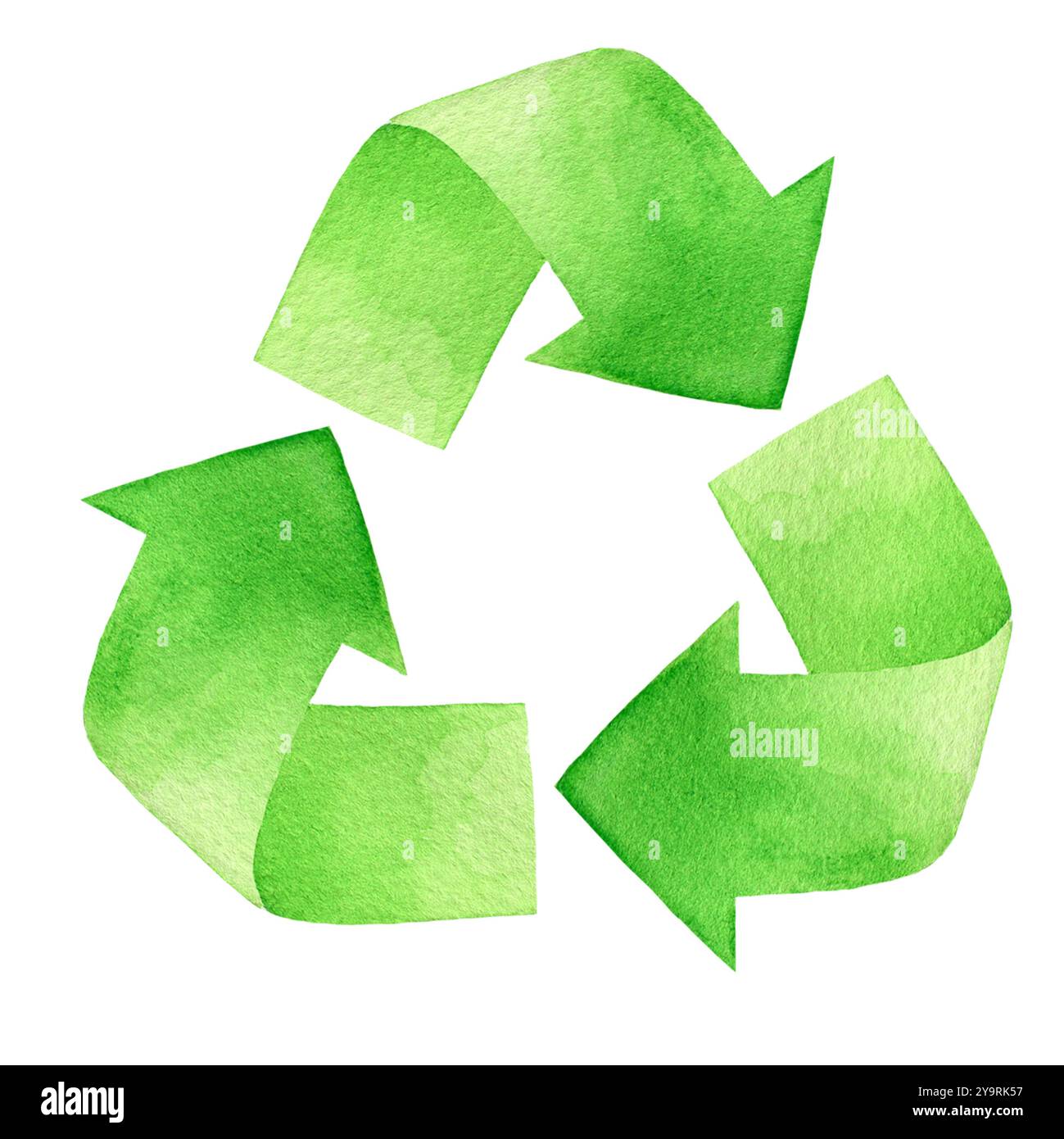 Recycling symbol, green watercolor illustration on white background ...