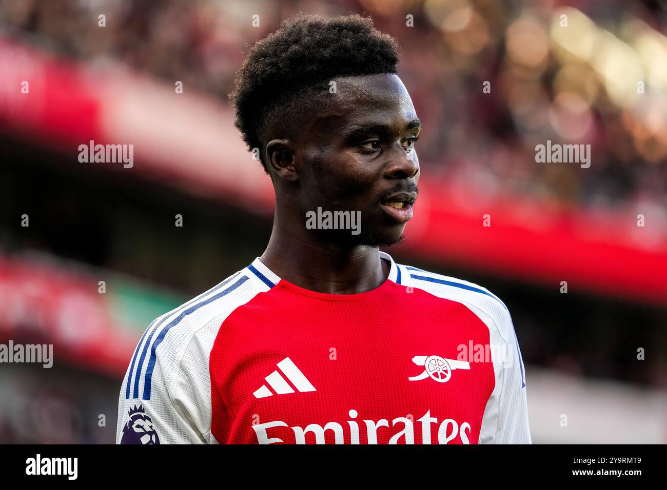 LONDON, ENGLAND - OCTOBER 5: Bukayo Saka of Arsenal FC looks on during ...