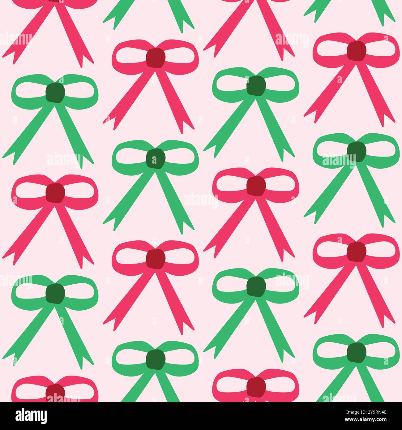 Christmas Red and Green Ribbon Bows seamless pattern. For Christmas ...