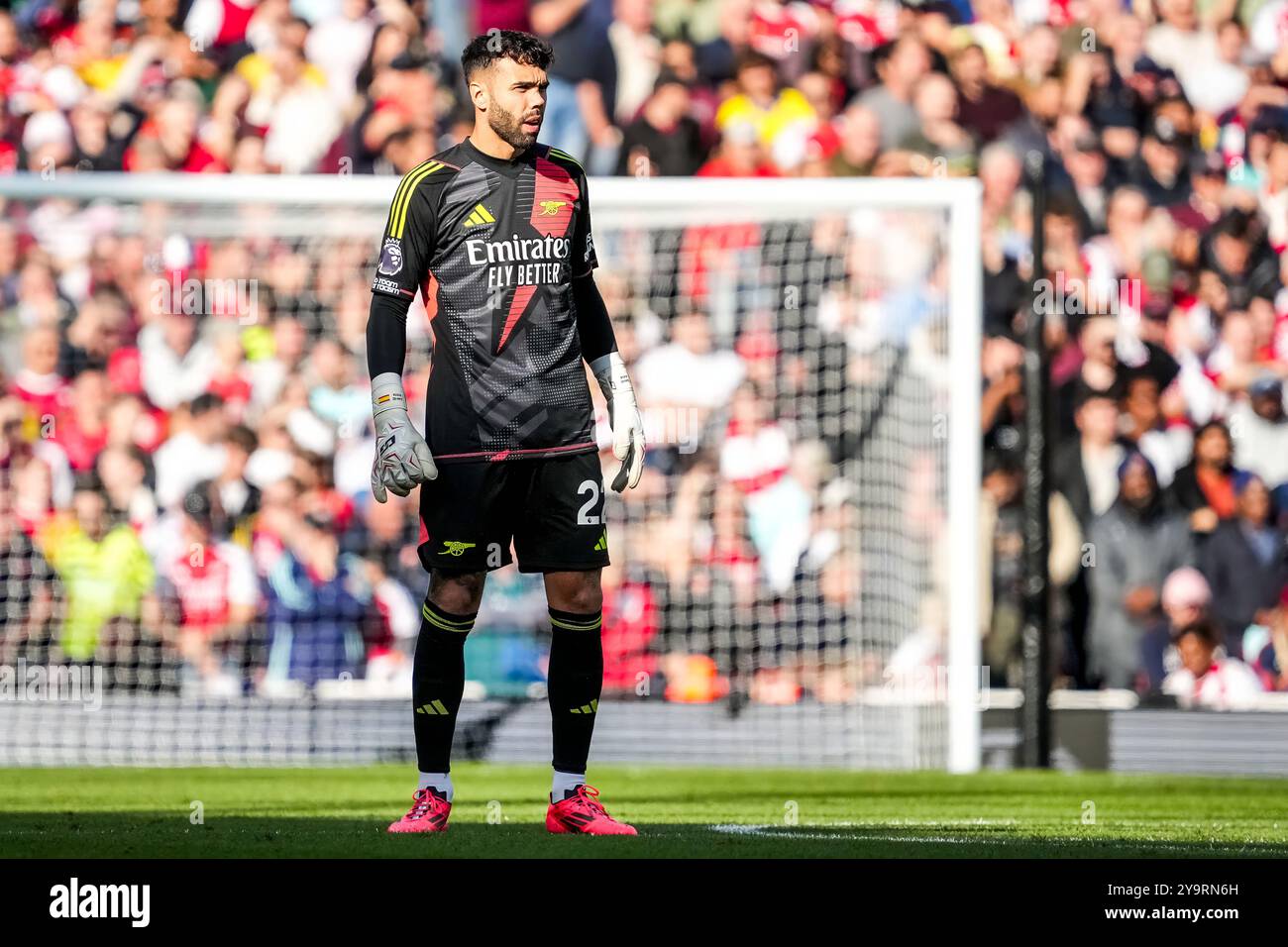 LONDON, ENGLAND - OCTOBER 5: Arsenal FC goalkeeper David Raya looks on ...