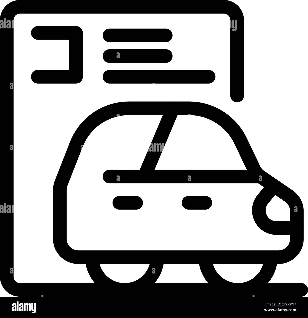 Bold, thick line icon of a car parking payment system with an ...