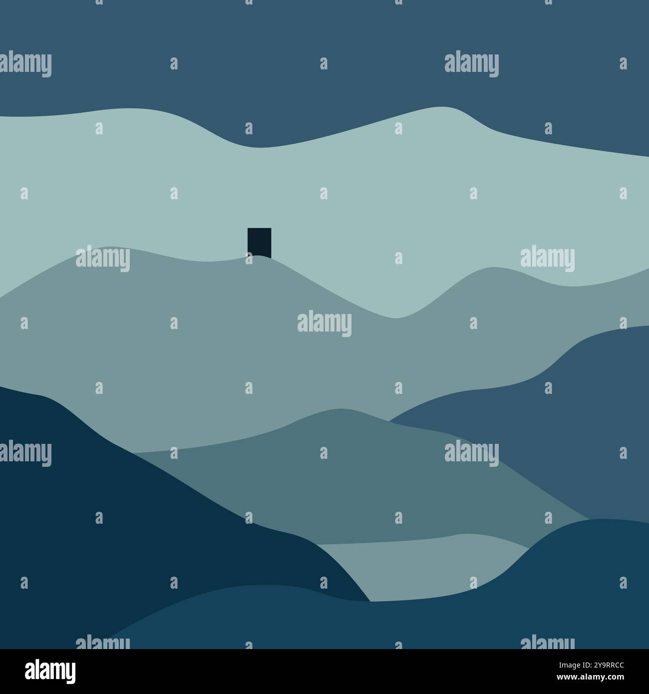 A minimalist, abstract landscape illustration in a contemporary art ...