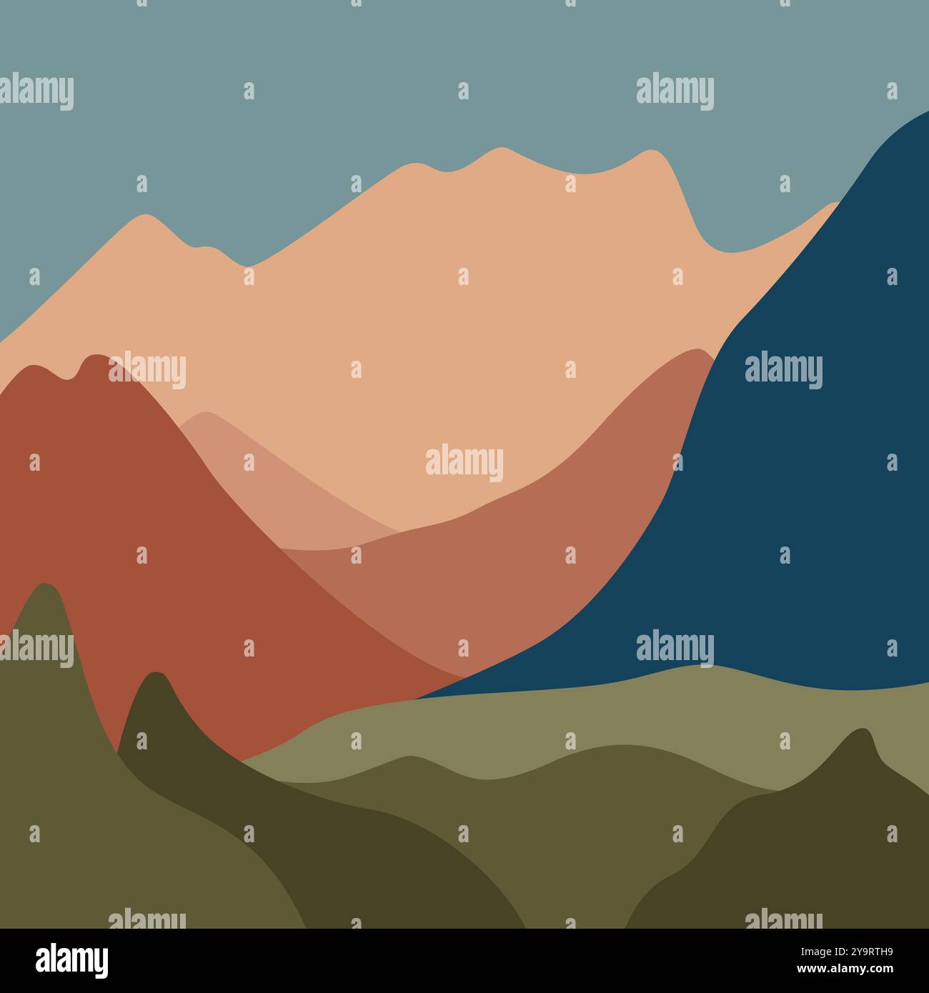 Minimalist, abstract landscape illustration in a contemporary art style ...