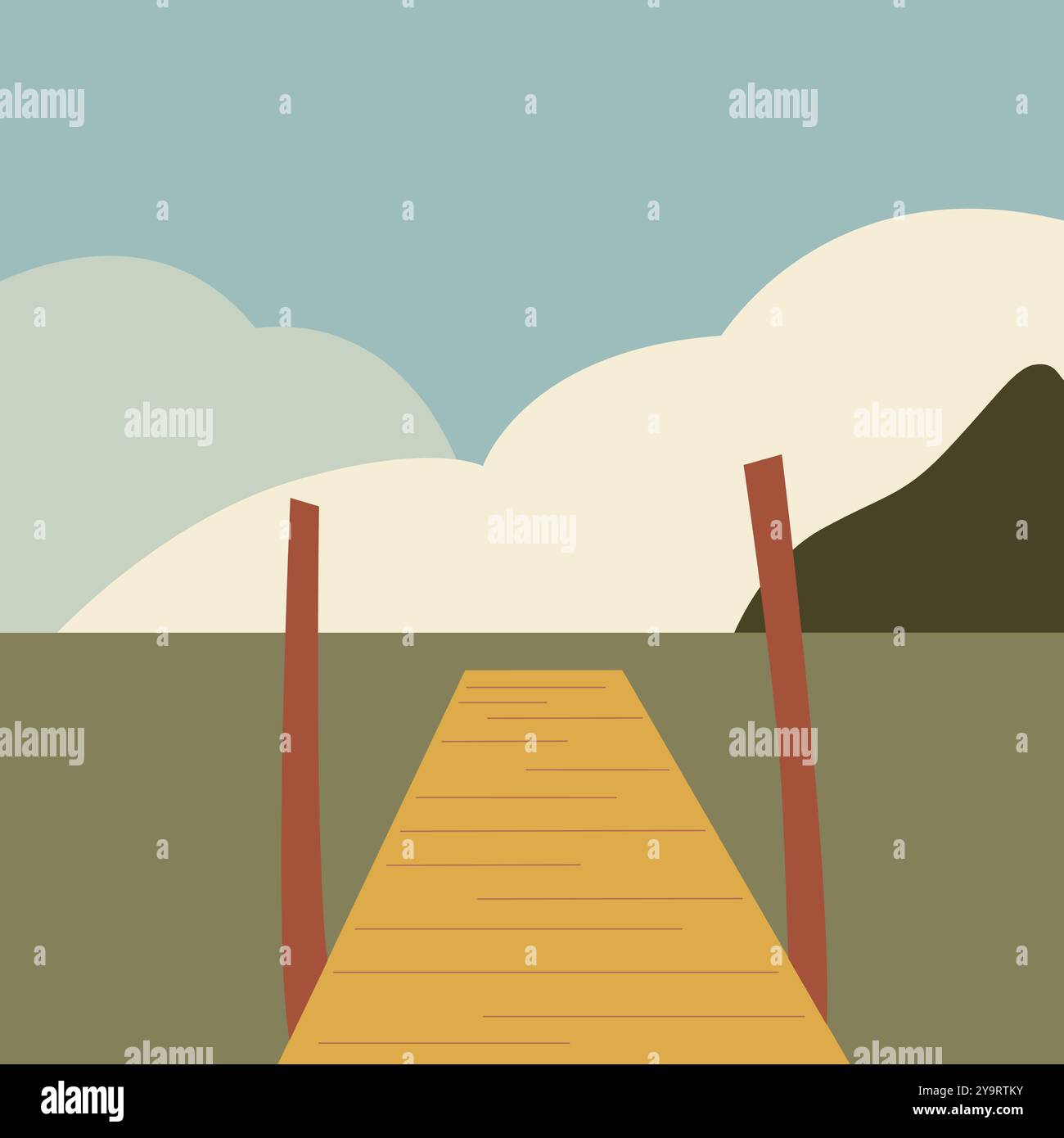 Minimalist, abstract landscape illustration in a contemporary art style ...