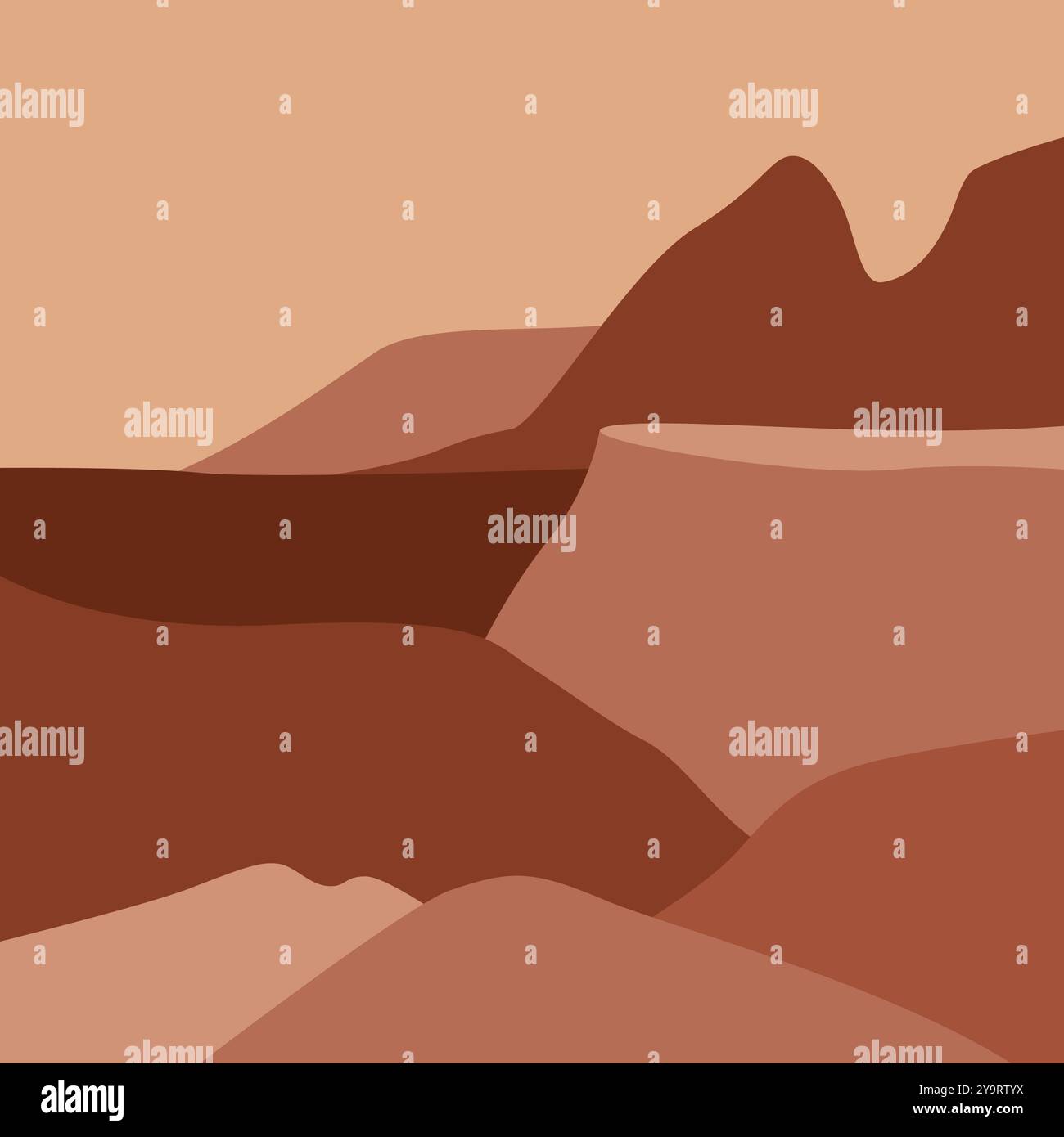 A minimalist, abstract landscape illustration in a contemporary art ...