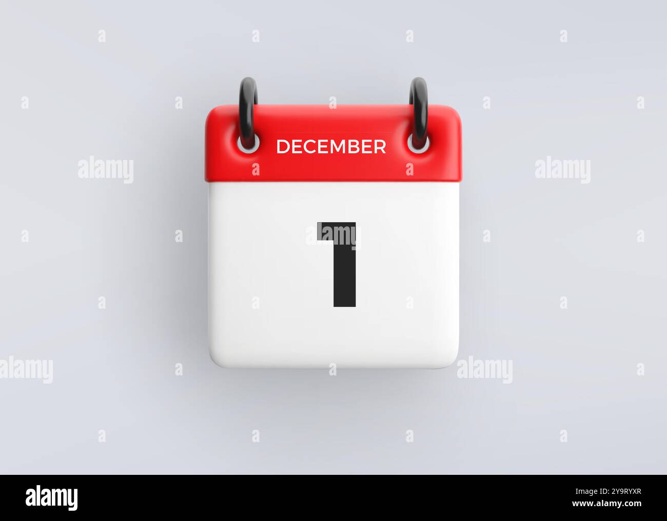3D calendar icon with date 1 December on grey background. Vector ...