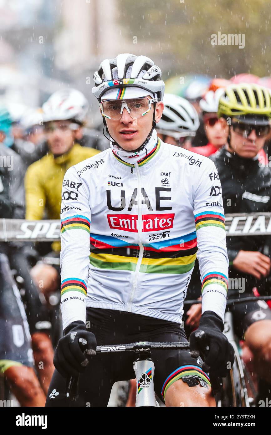 Tadej Pogačar during some moments of the Tre Valli Varesine. Race of ...