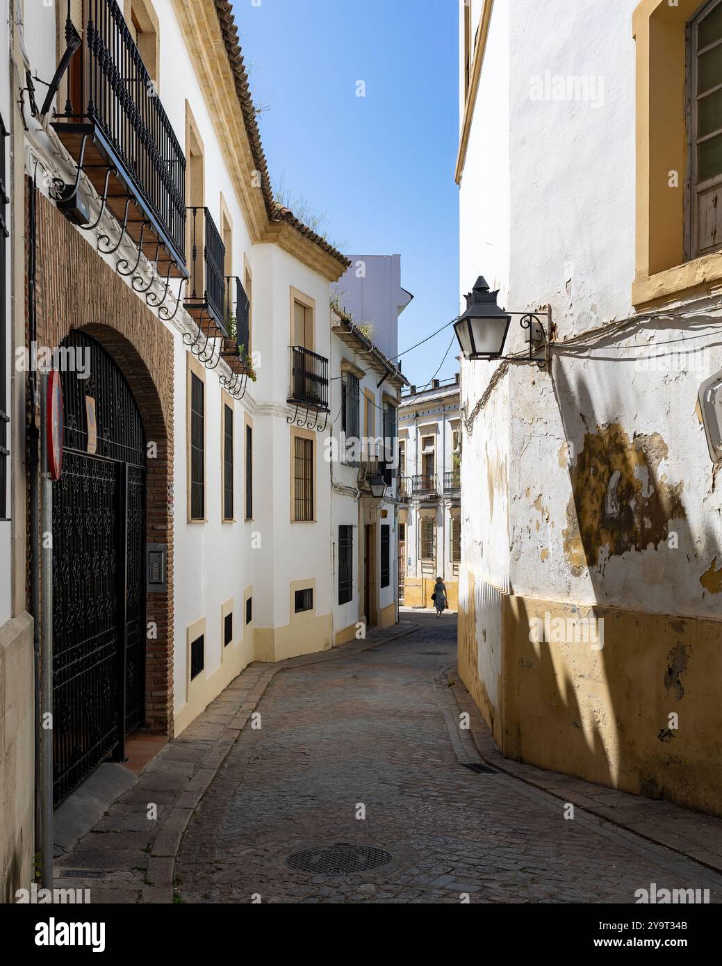 Small street with typical Andalusian style houses in the historic ...