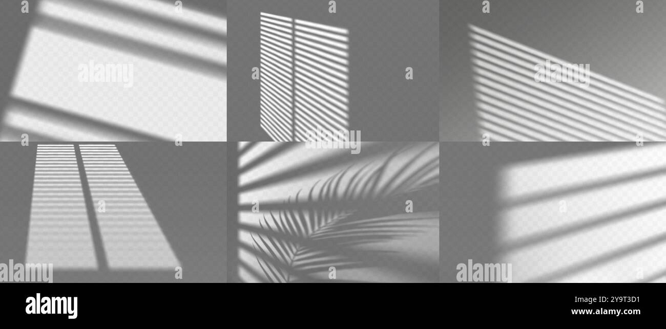 Light effect shadow overlay from window blind set isolated transparent ...