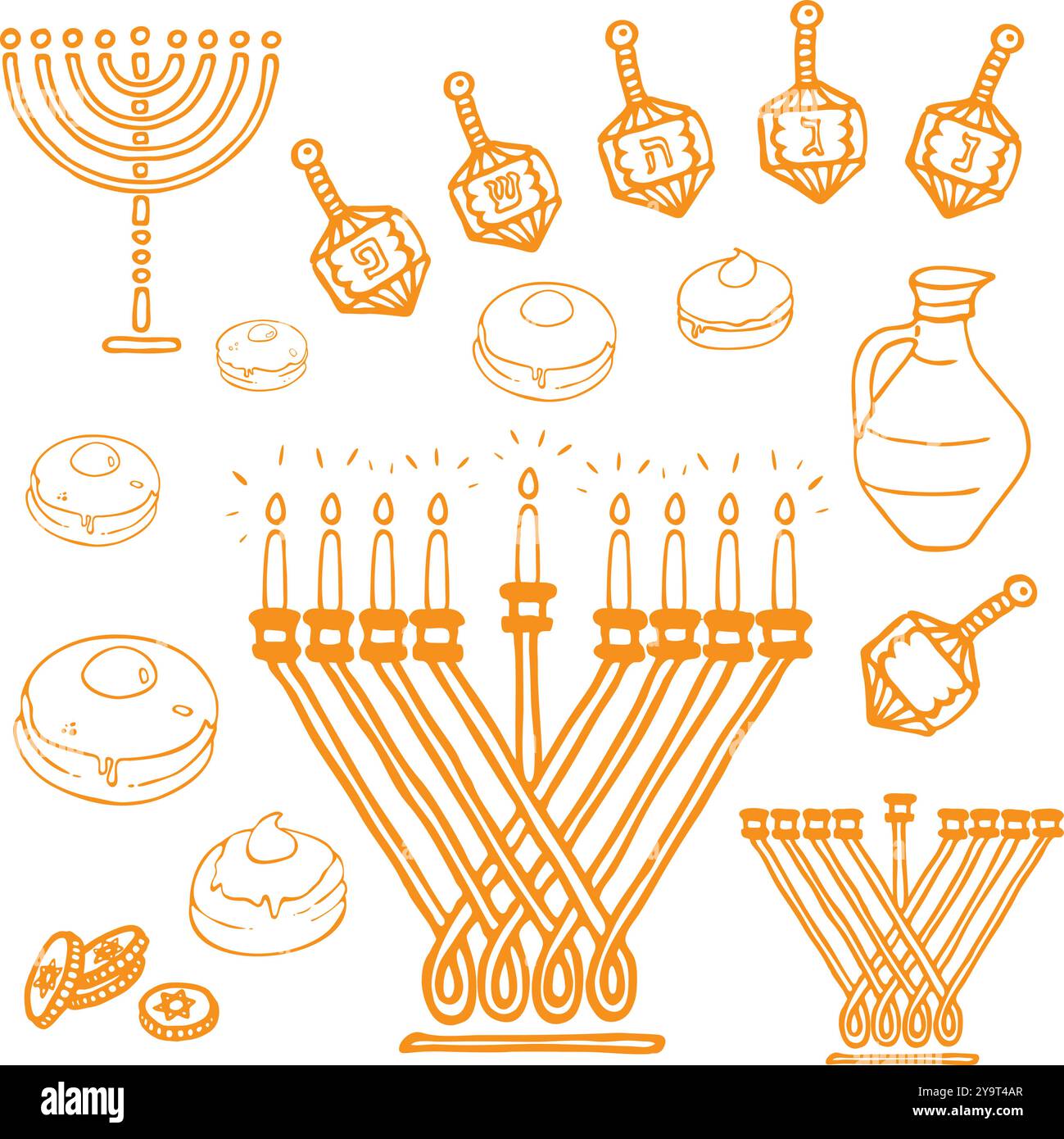 Hanukkah Yellow Vector Clipart Doodle Art Stock Vector Image & Art - Alamy