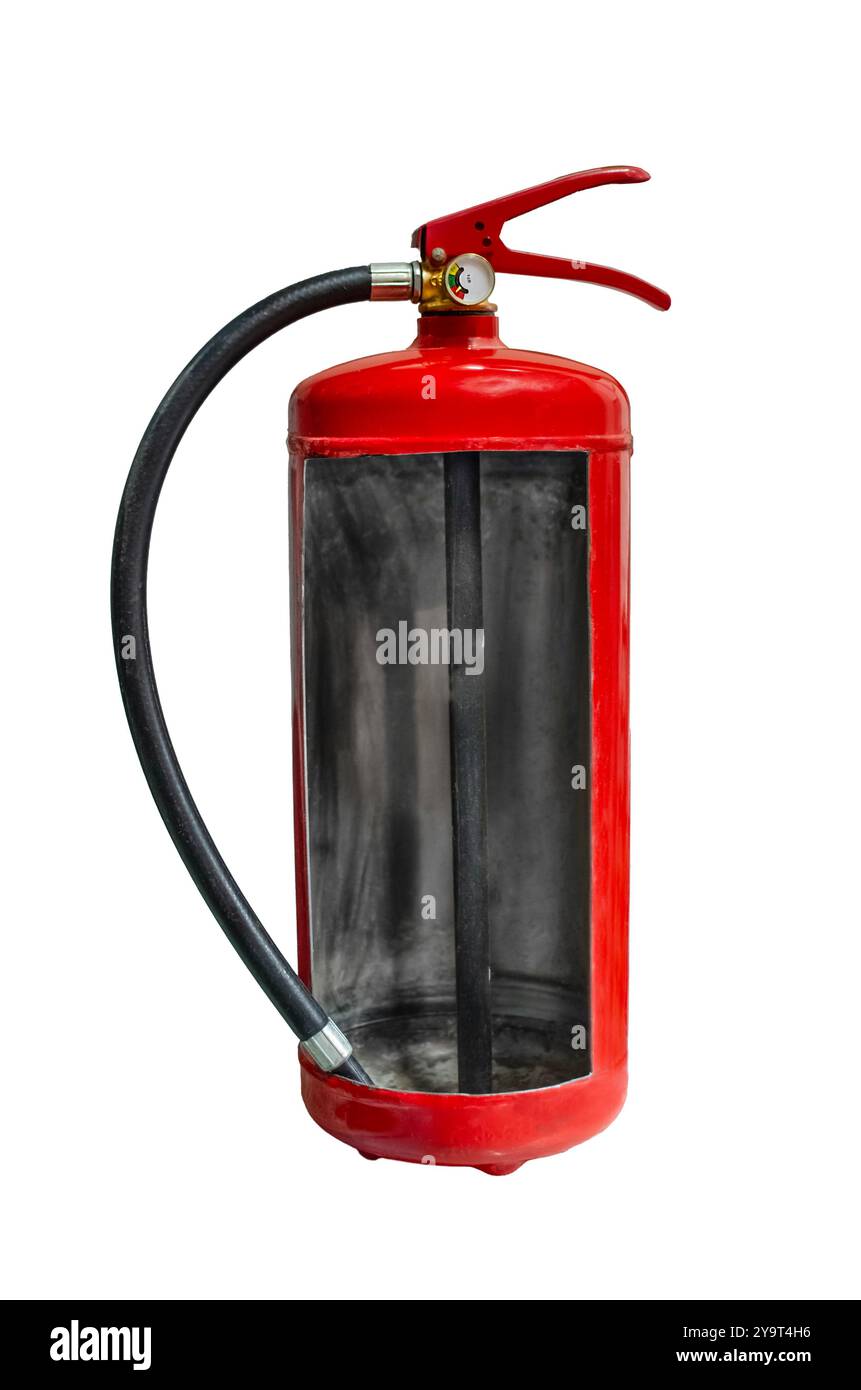 Modern portable small fire extinguisher for fire fighting. Cross ...