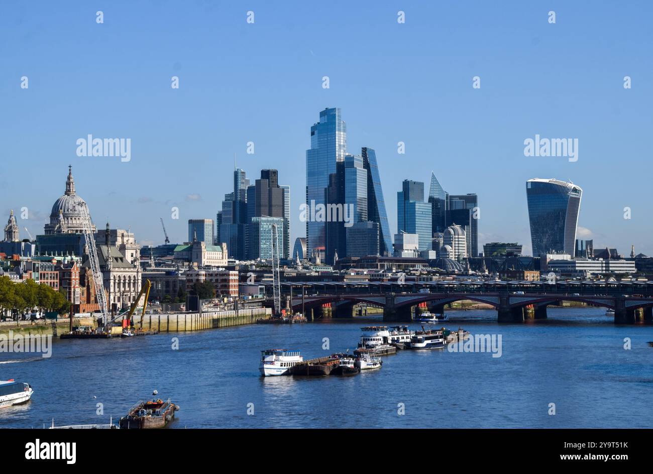 London, UK. 11th October 2024. Daytime view of the City of London ...