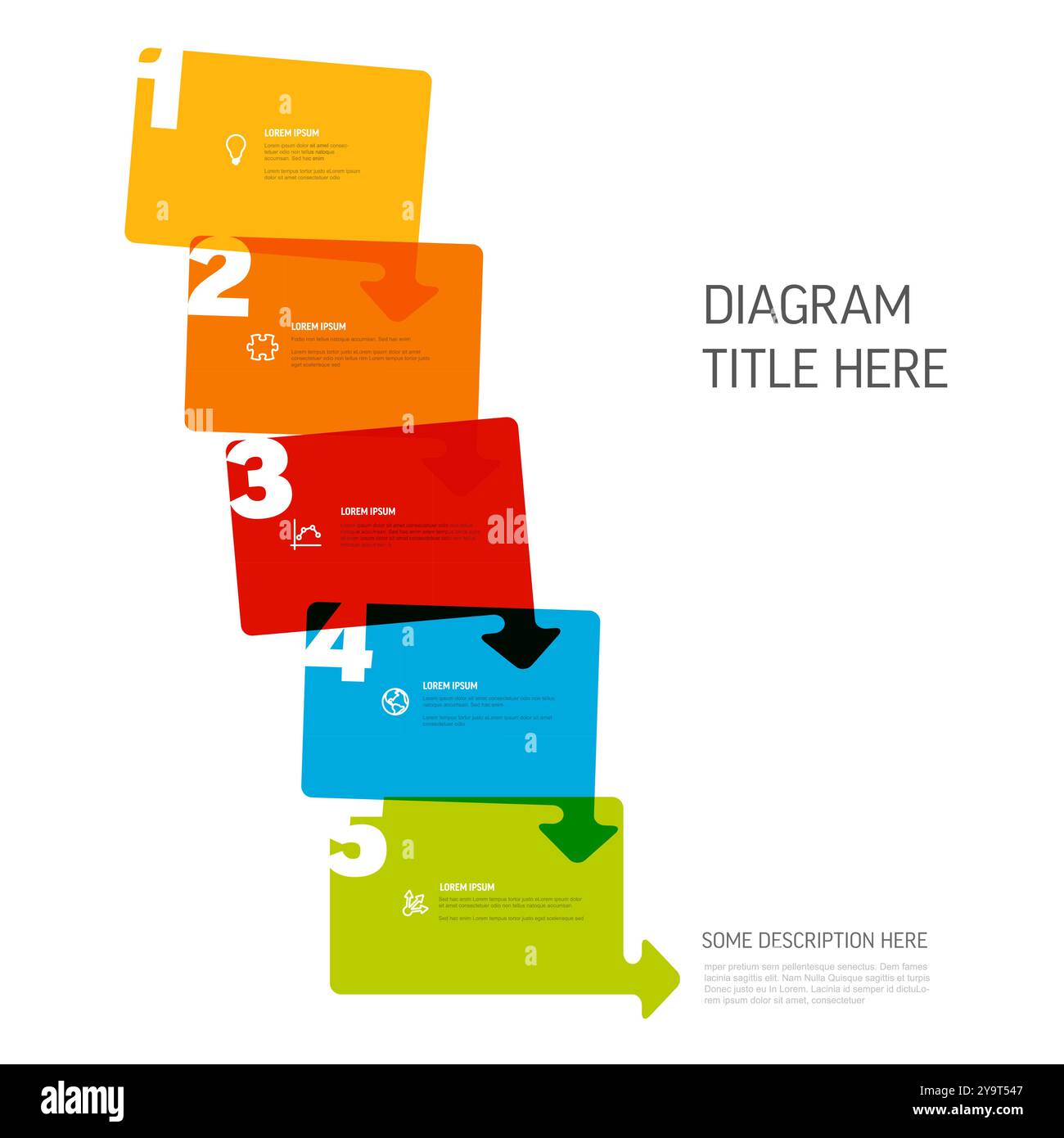 Vector steps infochart template with highlighet rectangle blocks with ...