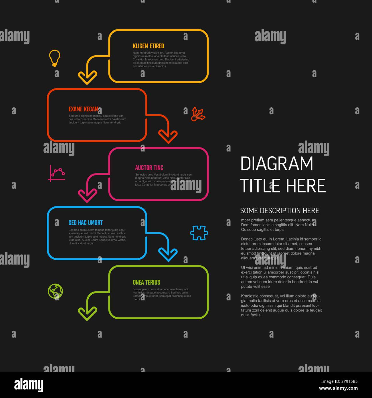 Five steps content rectangle blocks infographic template with colorful ...