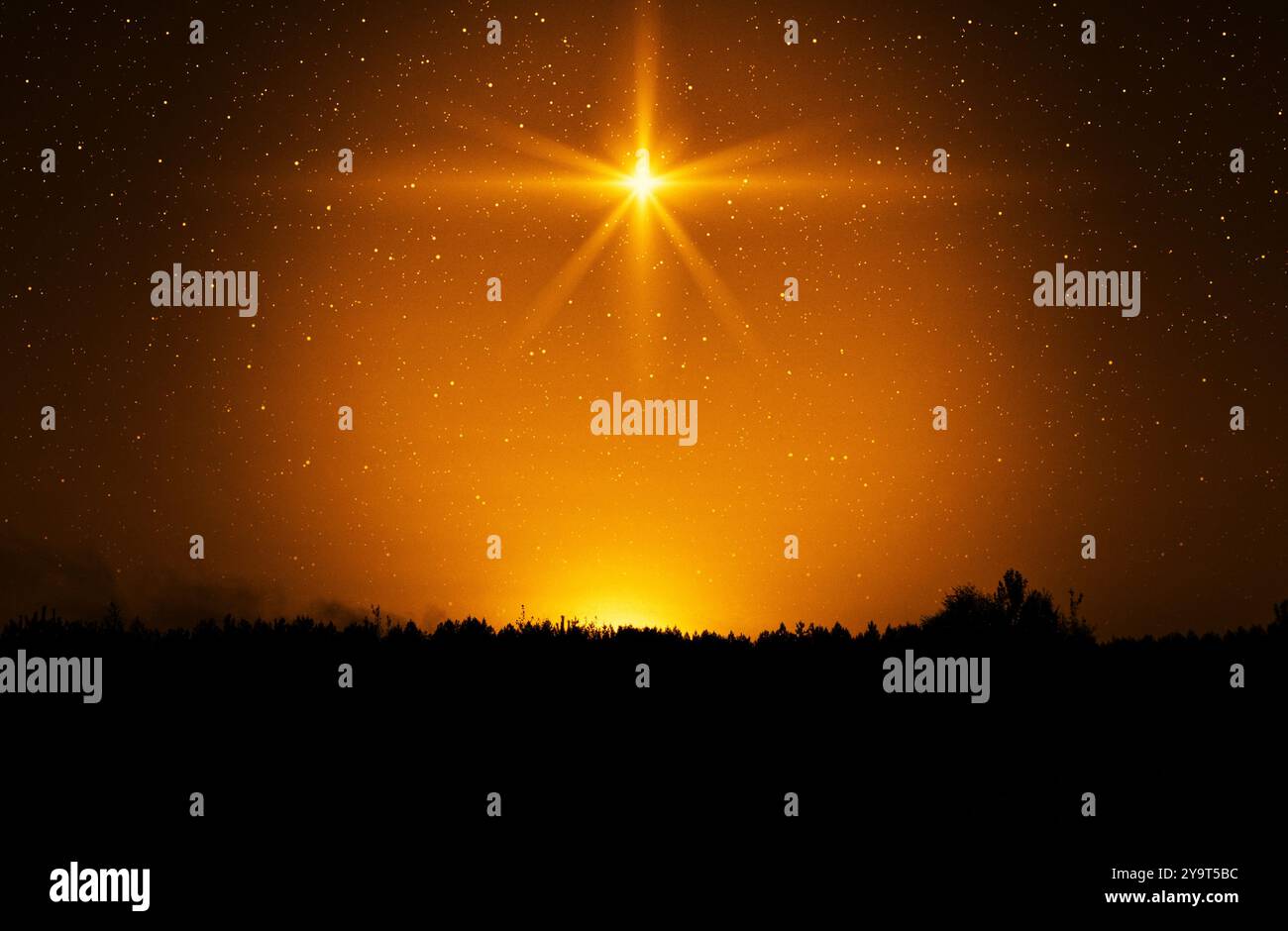Christmas star. Background of the beautiful nite golden starry sky and ...