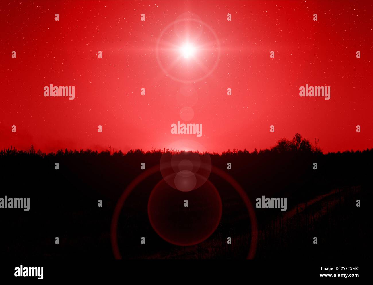 Christmas star. Background of the beautiful nite red starry sky and ...