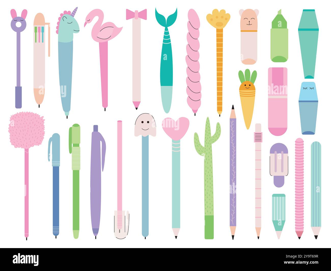 Pens and pencils different shapes flat set Stock Vector Image & Art - Alamy