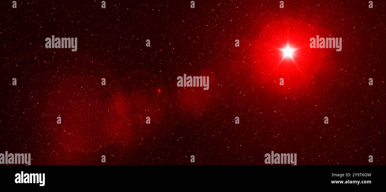 Bright Star of Bethlehem in the starry red sky over the manger of ...