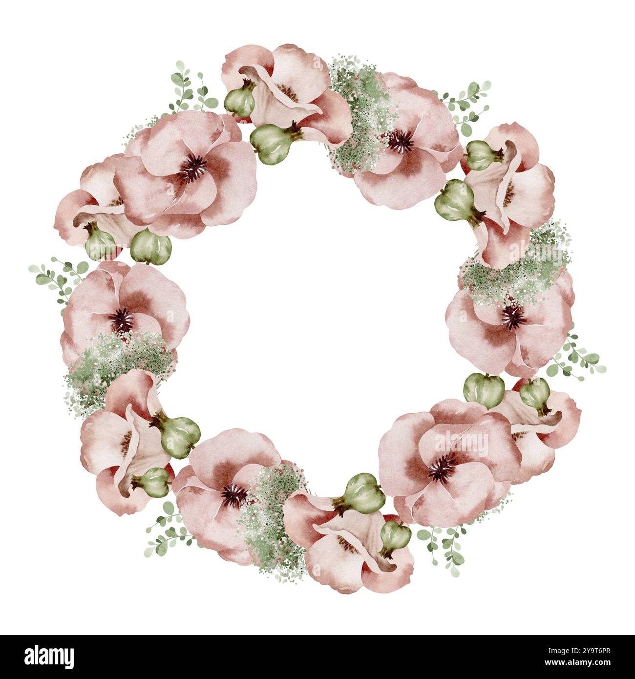White poppies floral wreath Cut Out Stock Images & Pictures - Alamy