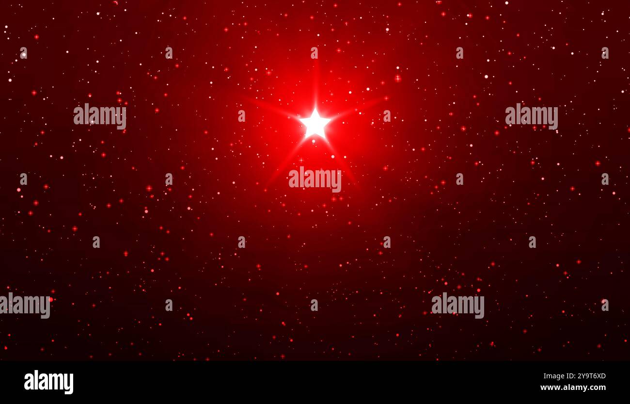 Star in the starry red sky over the manger of christmas of Jesus Christ ...