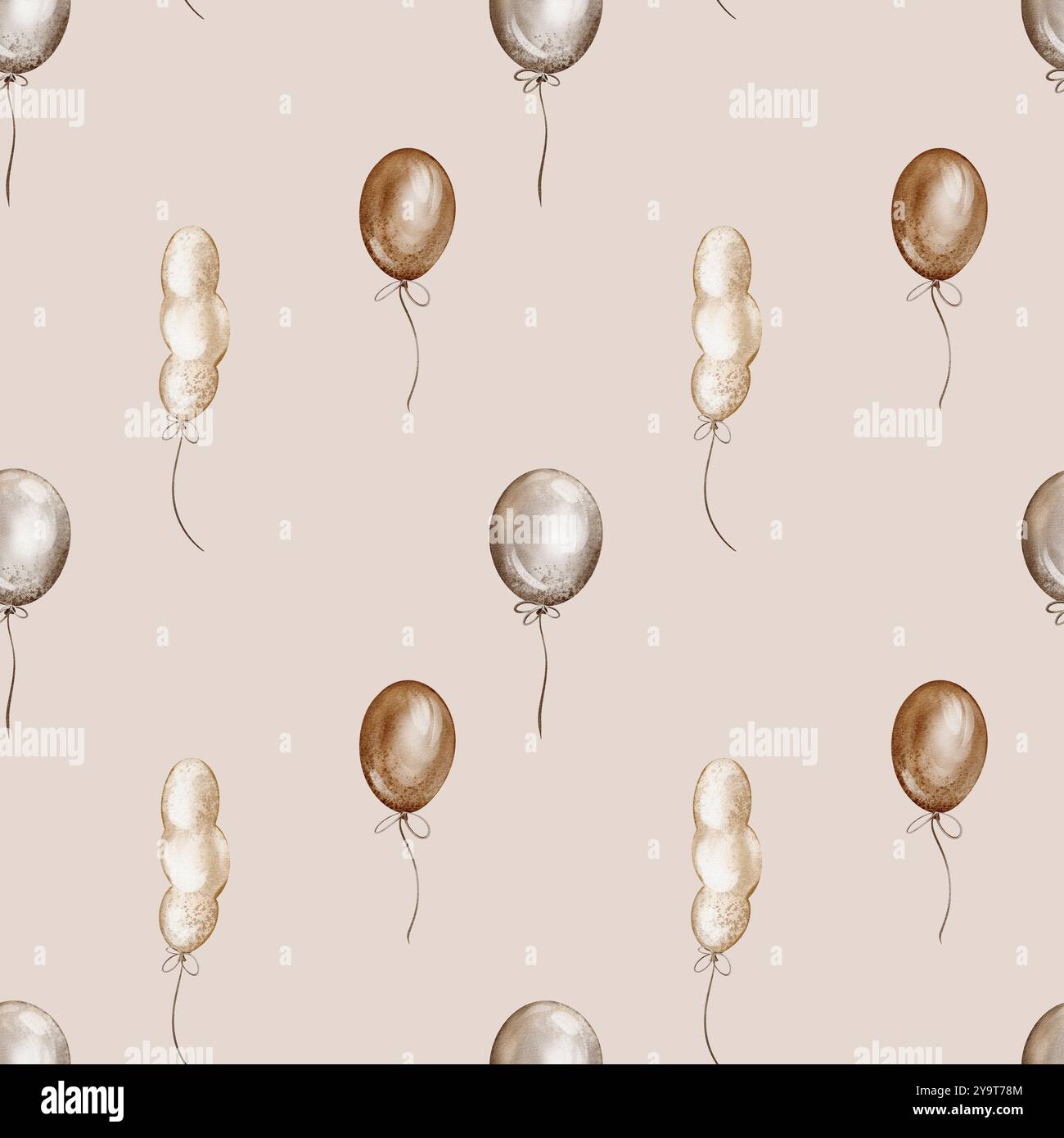 Air Balloons Watercolor in style Boho seamless background Stock Photo ...