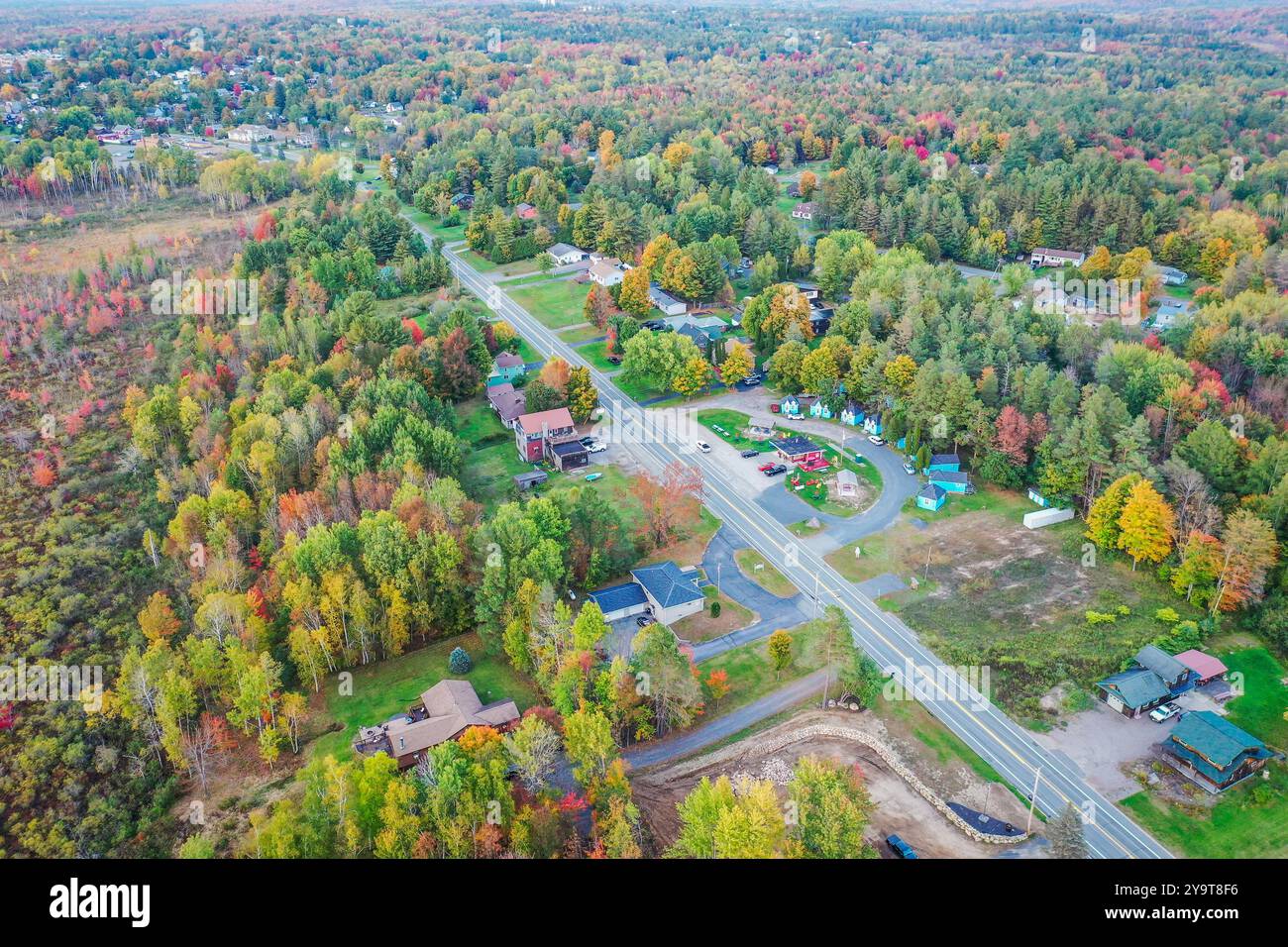 Tupper Lake NY Adirondacks Tri Lakes Region looking north Rt 30 fall ...