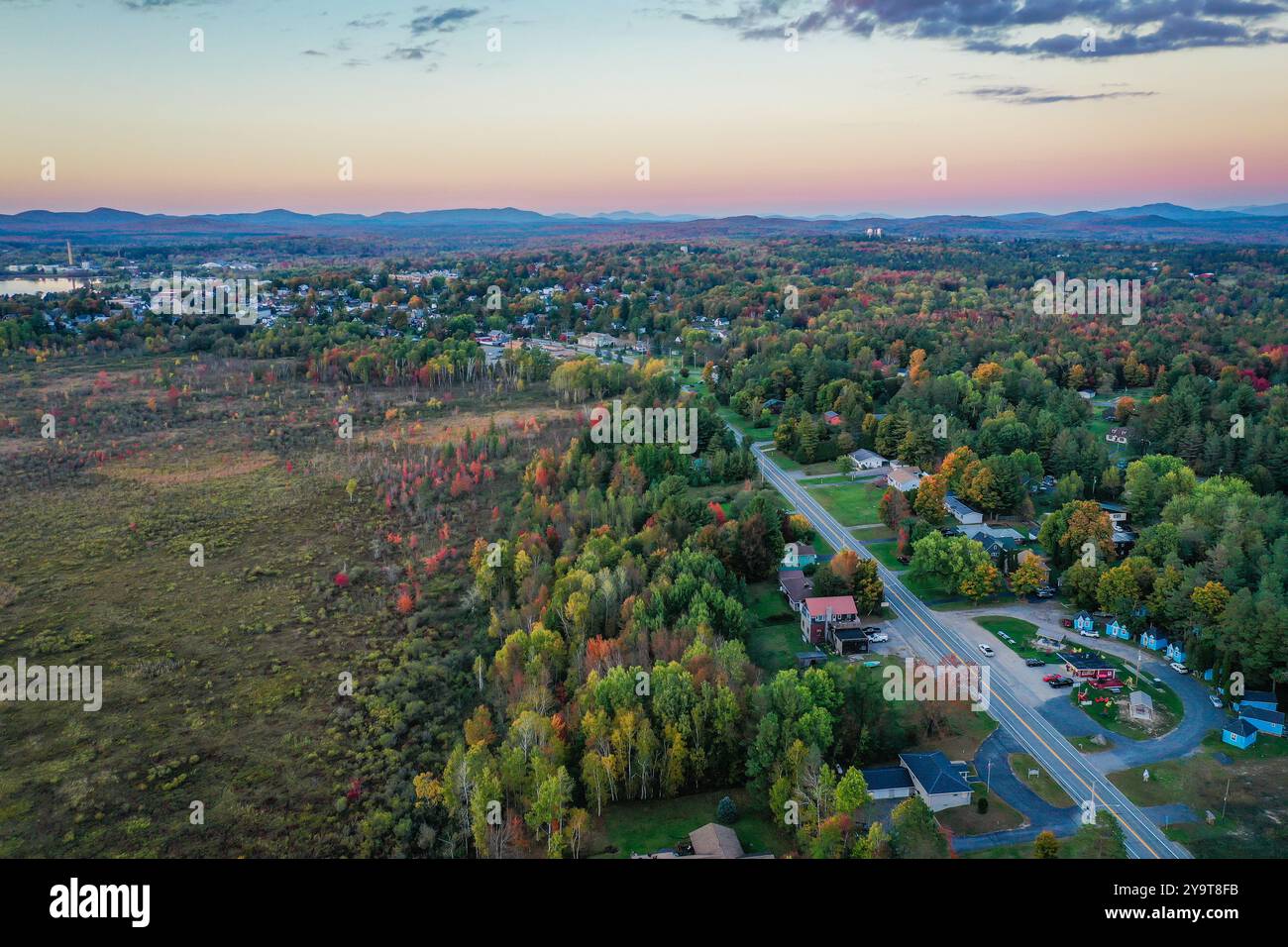 Tupper Lake NY Adirondacks Tri Lakes Region looking north Rt 30 fall ...