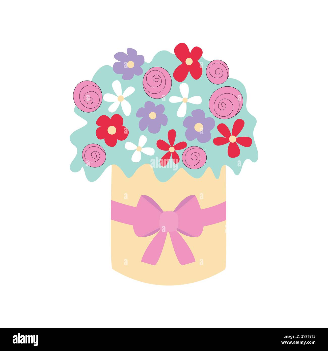 Flowers in box bouquet Stock Vector Images - Alamy