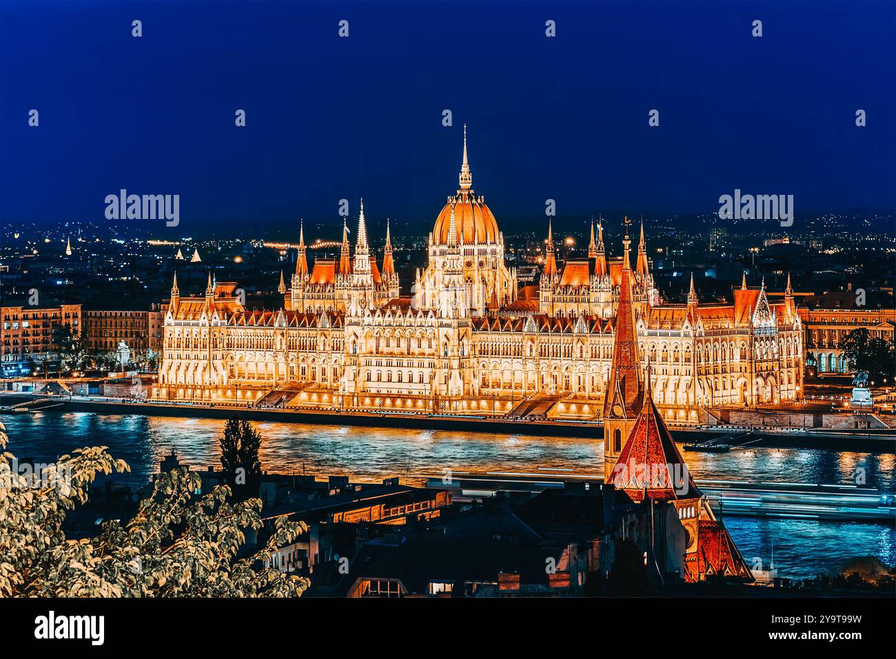 Hungarian Parliament at evening. Budapest. One of the most beautiful ...
