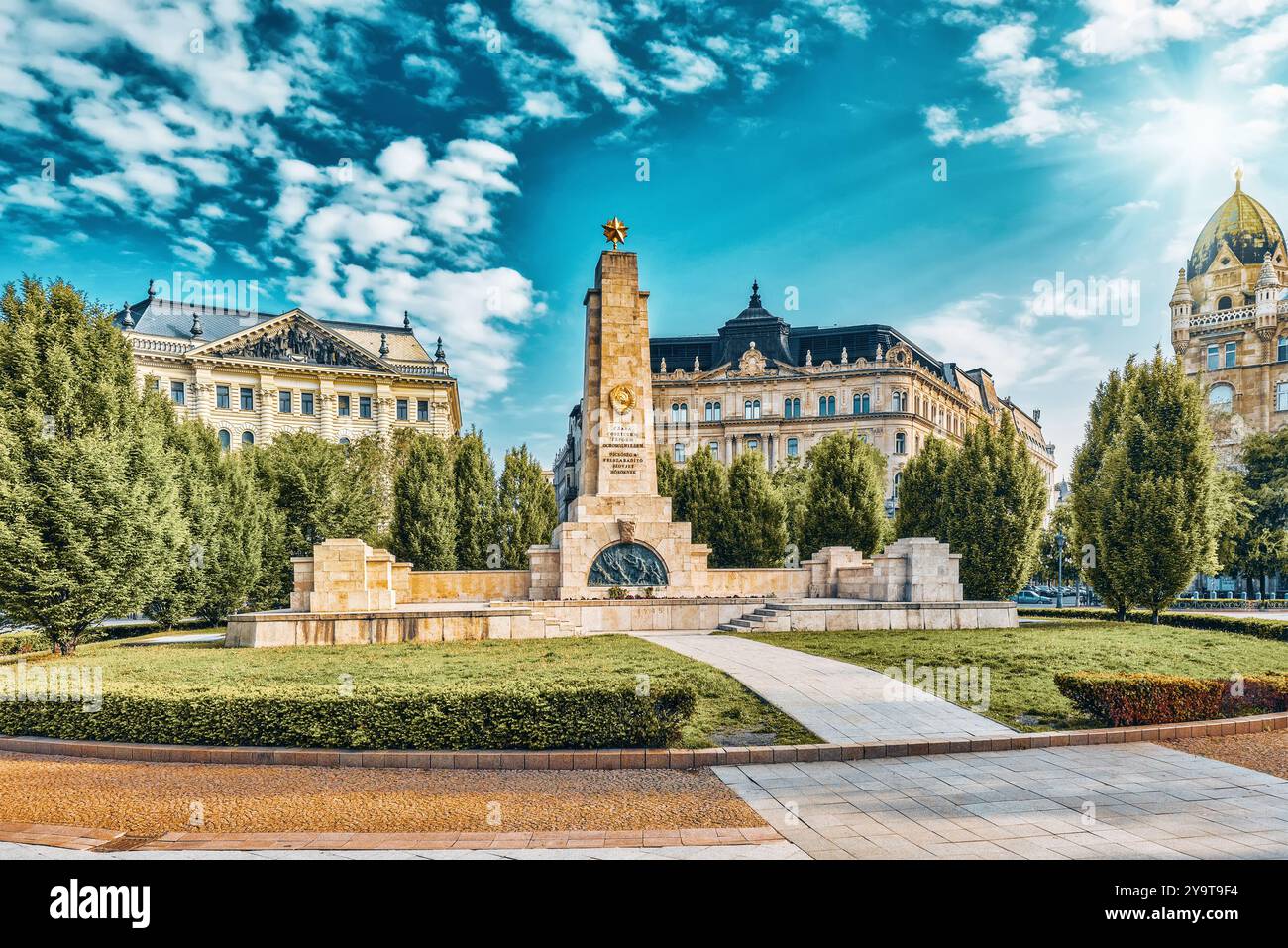 BUDAPEST, HUNGARY - MAY 04,2016: Soviet Monument on the Freedom Square ...