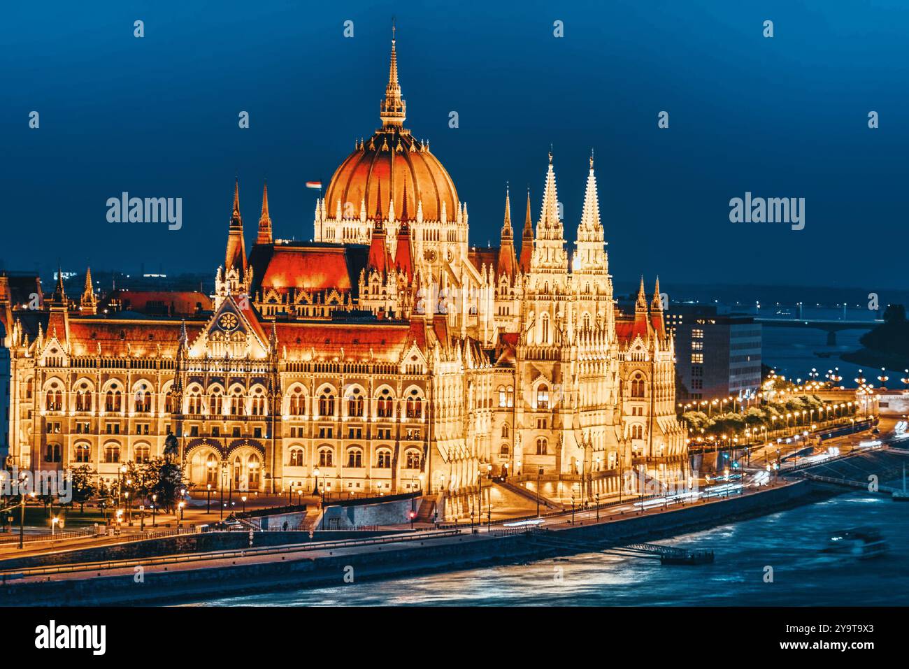 Hungarian Parliament at evening. Budapest. One of the most beautiful ...