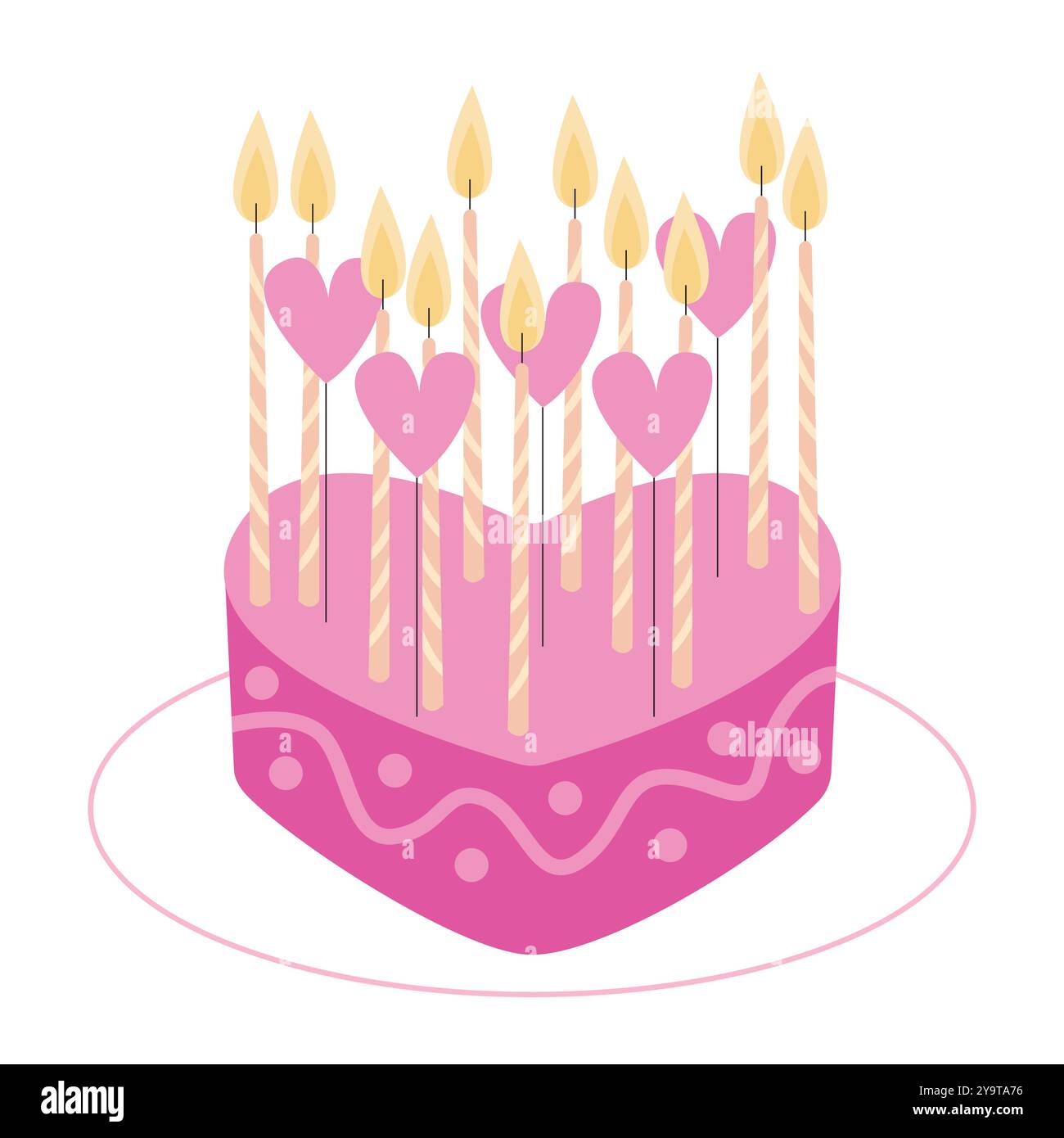 Heart shaped birthday cake with candles Stock Vector Image & Art - Alamy