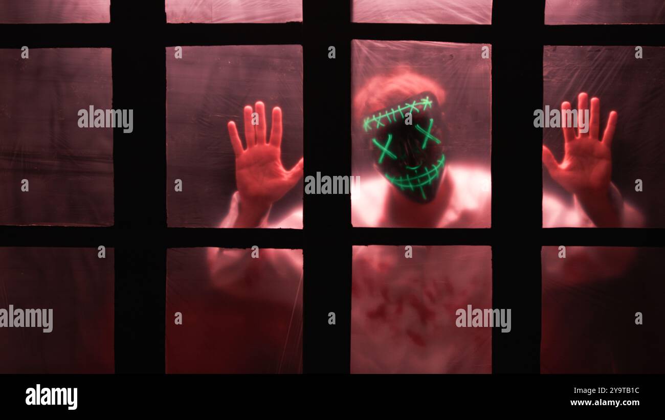 Trapped Monster With Flashing Lights In The Prison Stock Photo - Alamy