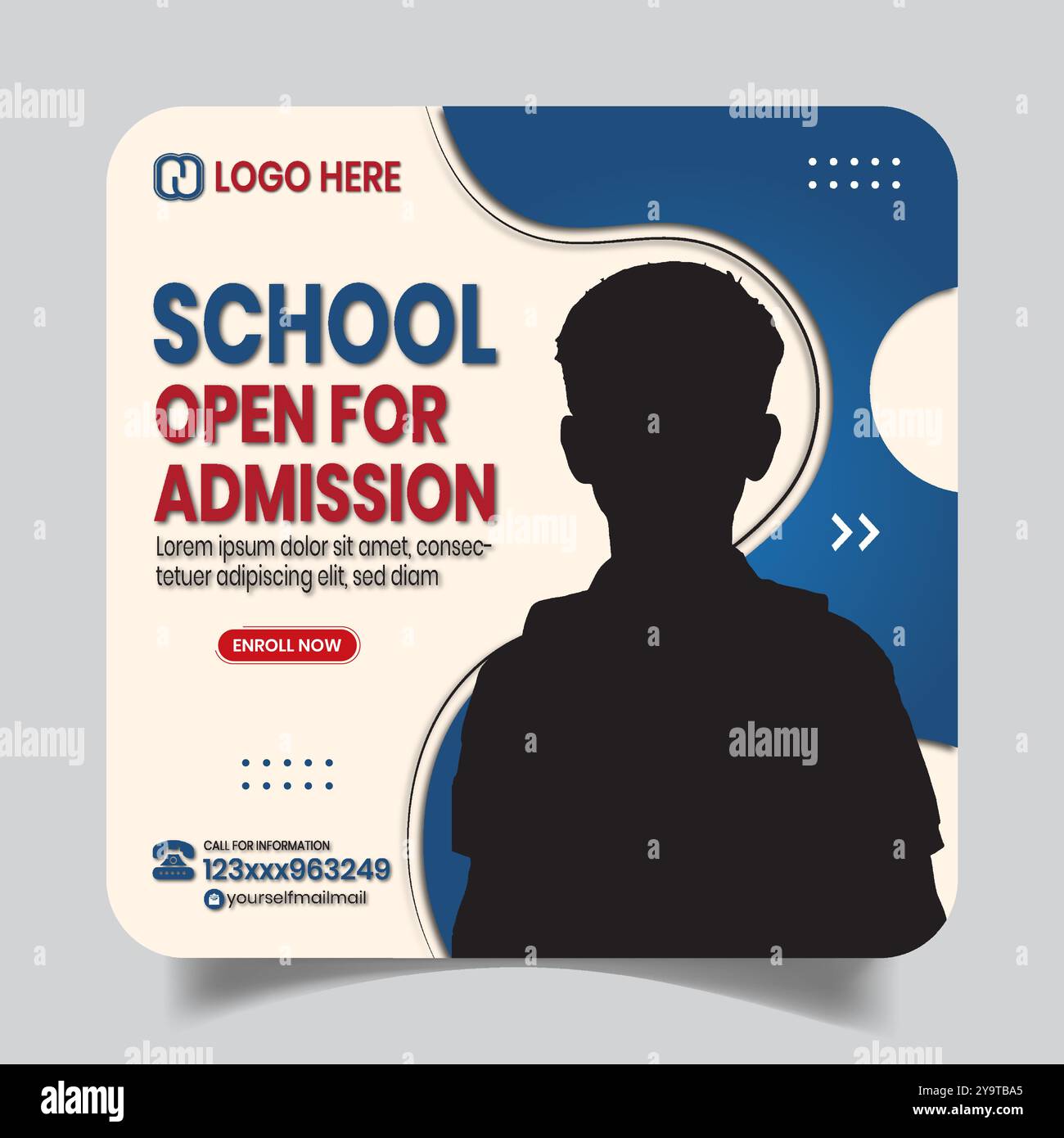 Admission Junior School Social Media Post Design Template Stock Vector ...