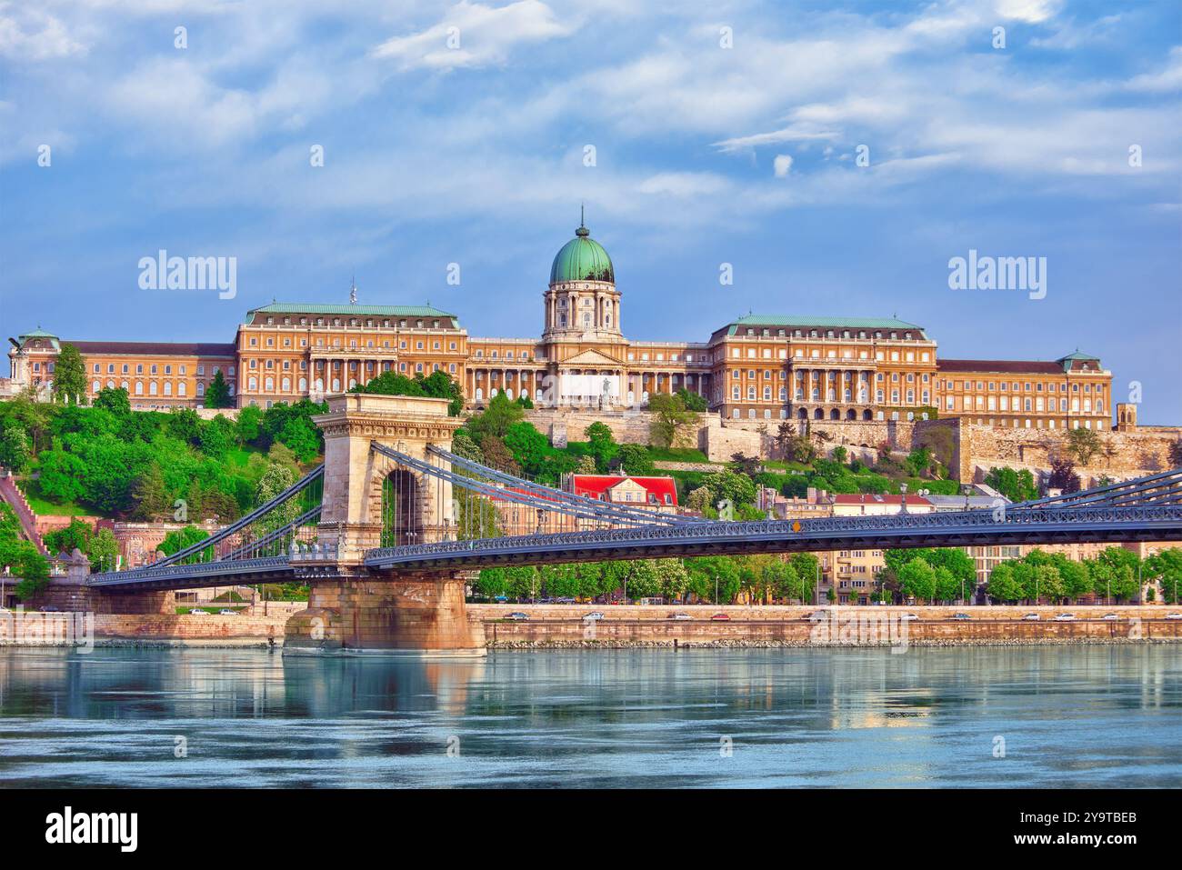 Budapest Royal Castle and Szechenyi Chain Bridge at day time from ...