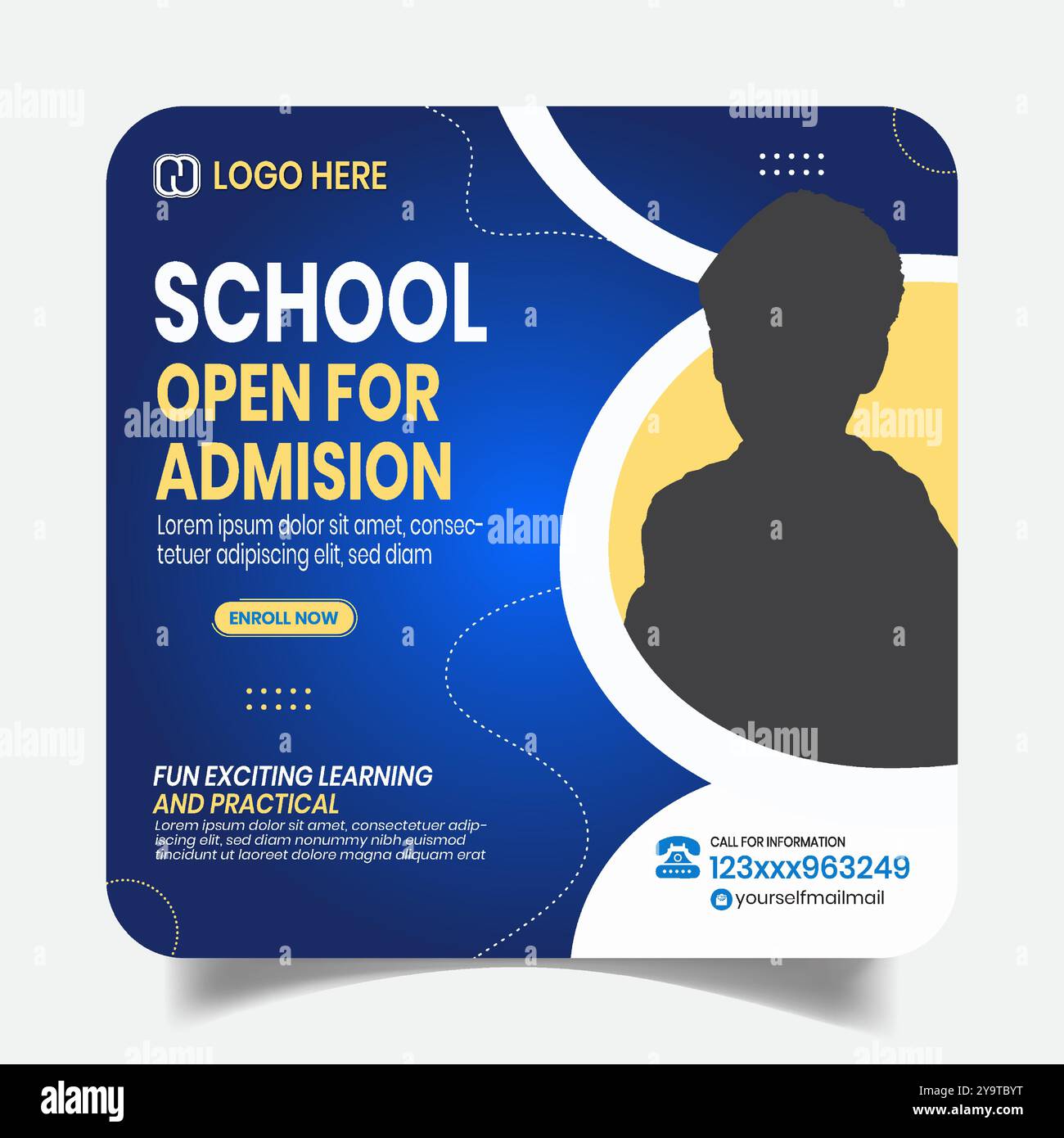 School Admit Social Media Post Design Fresh Template Stock Vector Image ...