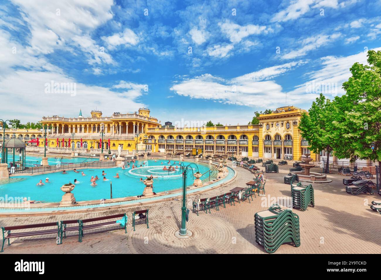 Courtyard of Szechenyi Baths, Hungarian thermal bath Stock Photo - Alamy