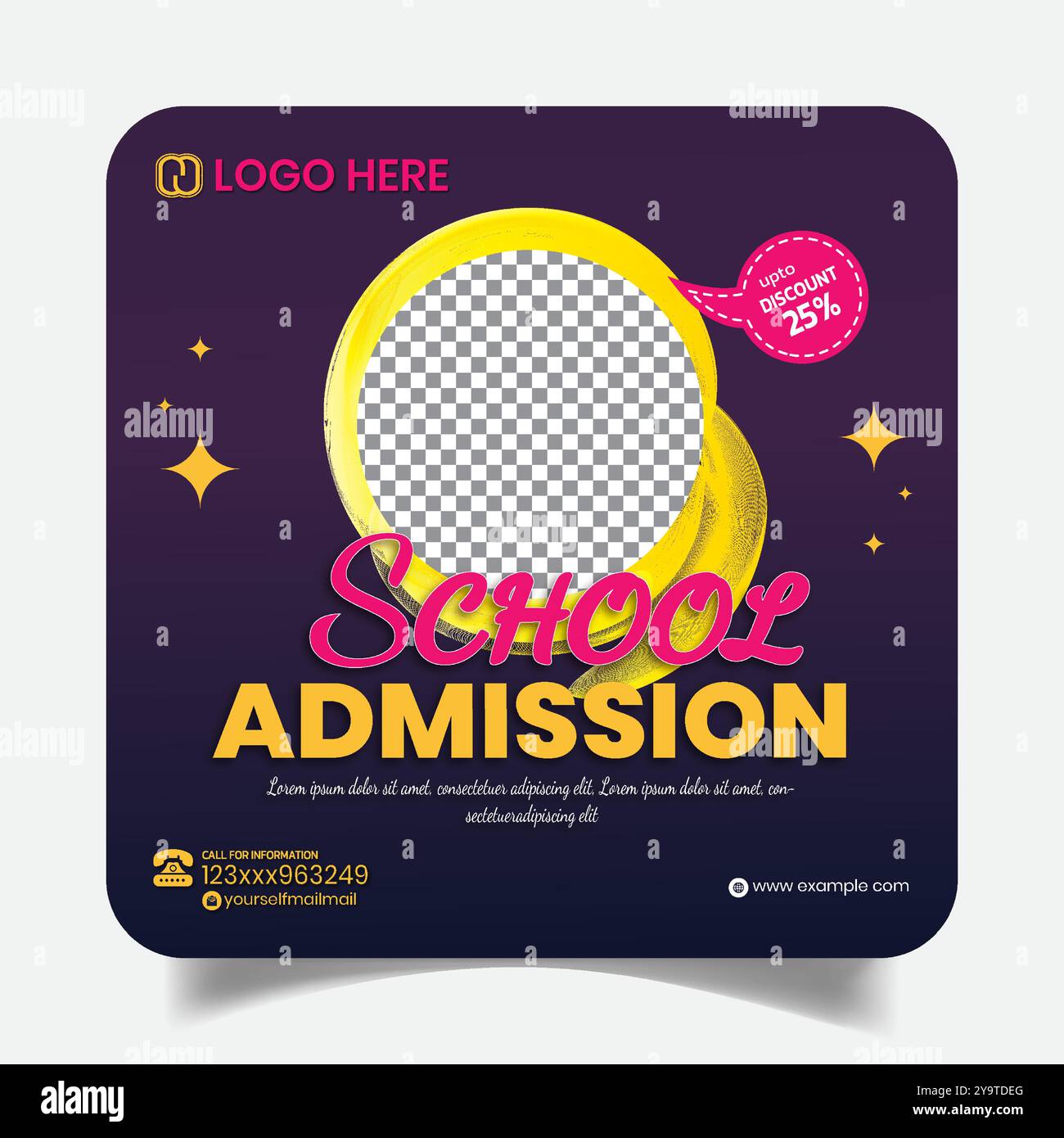 Unique Stylus School Admission Social Media Post Design Template Stock ...