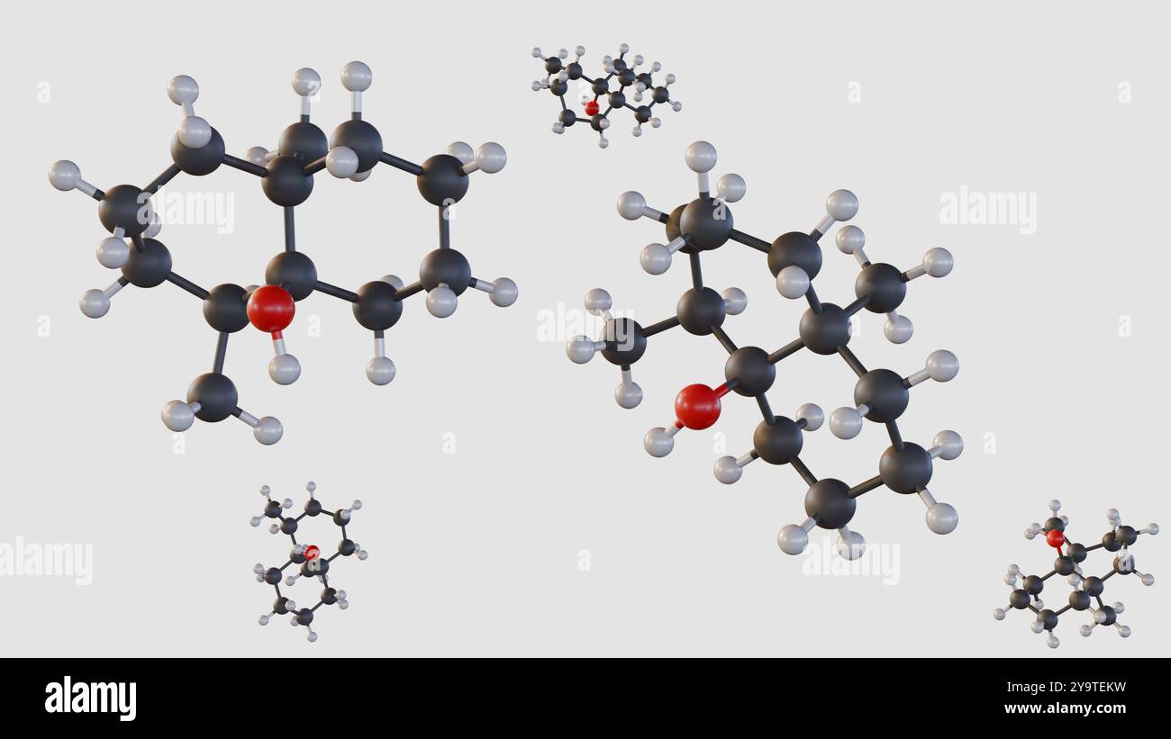 3d rendering of word "GEOSMIN" written in bold, 3D letters and chemical ...