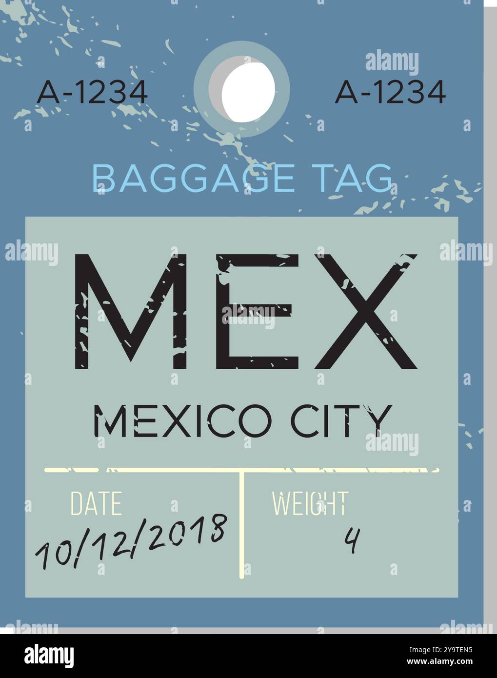 Baggage tag from Mexico City showcasing travel details including date ...