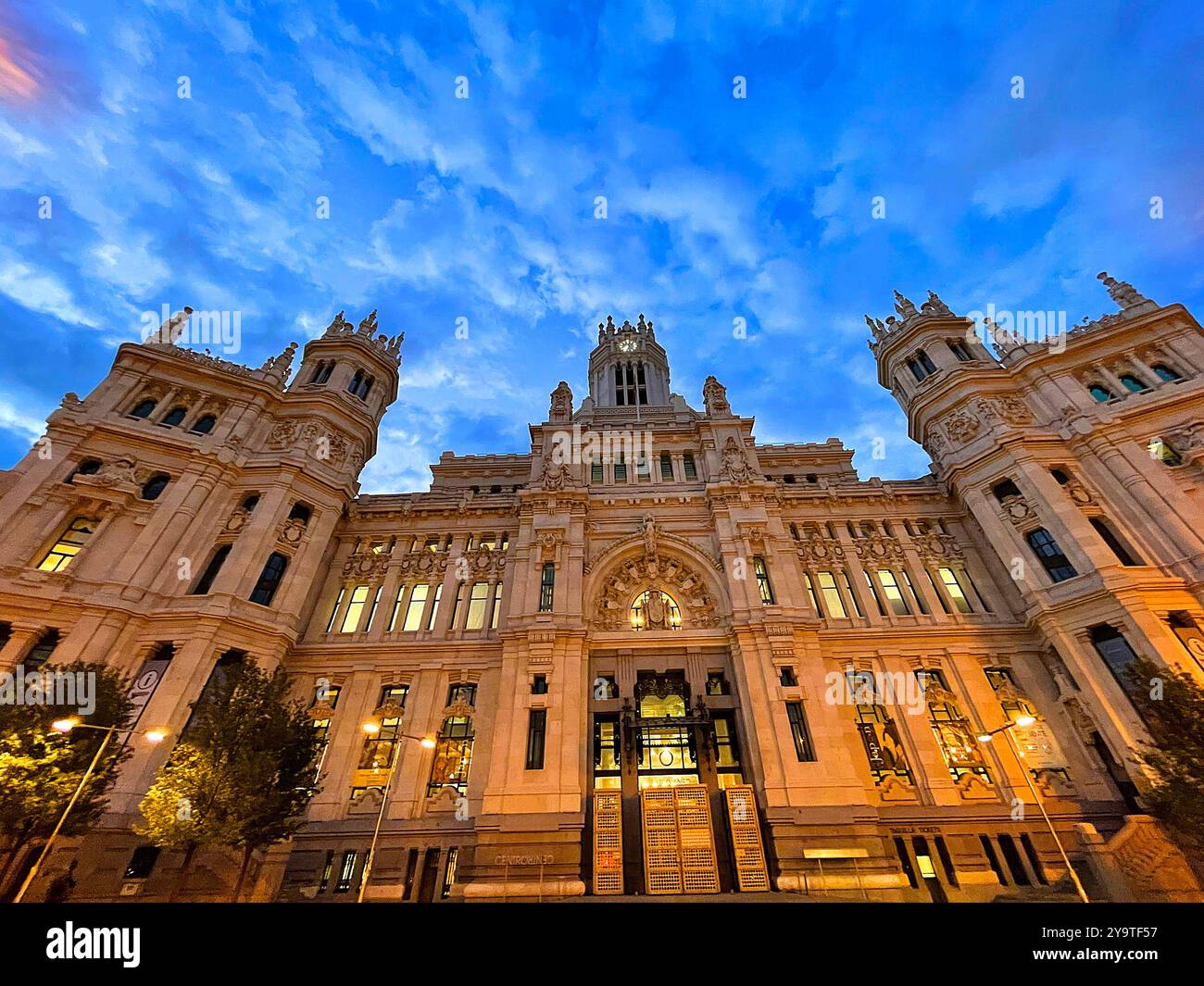 Cibeles Palace, night view from below. Madrid, Spain Stock Photo - Alamy