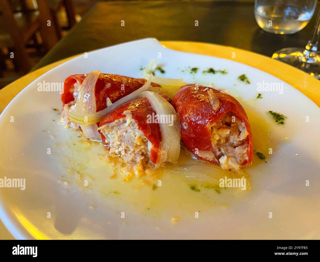 Tuna stuffed red peppers. Spain Stock Photo - Alamy