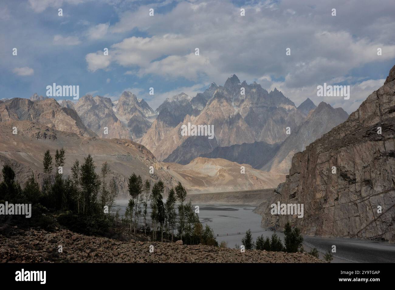 The amazing Passu Cones and Hussaini suspension bridge, Hussaini, Hunza ...