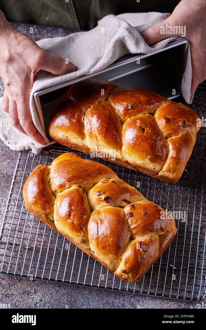 This image released by Milk Street shows a recipe for olive oil challah ...