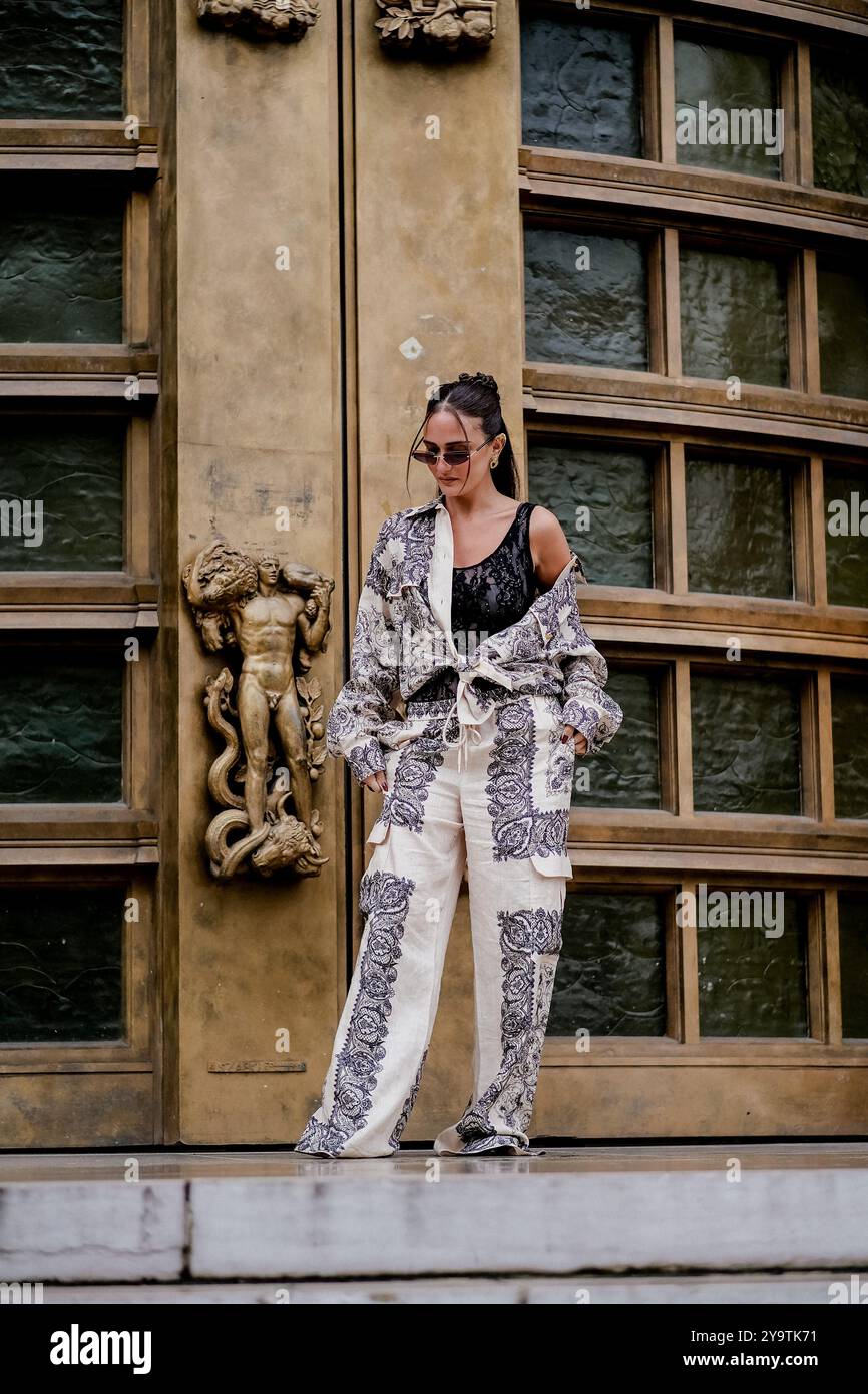 Street style, Yasmine Zahran arriving at Zimmermann Spring Summer 2025 ...