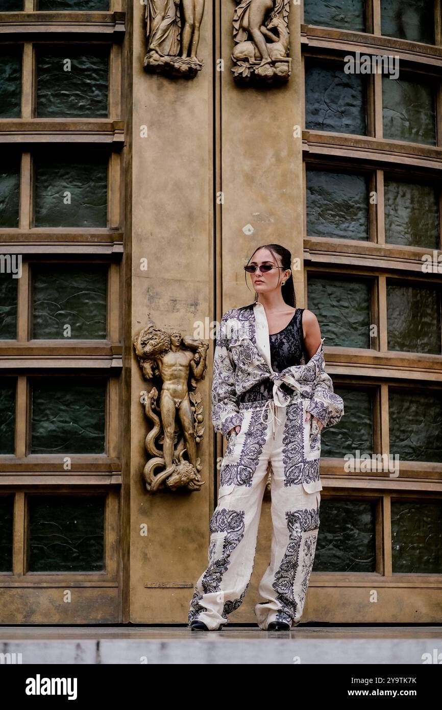 Street style, Yasmine Zahran arriving at Zimmermann Spring Summer 2025 ...