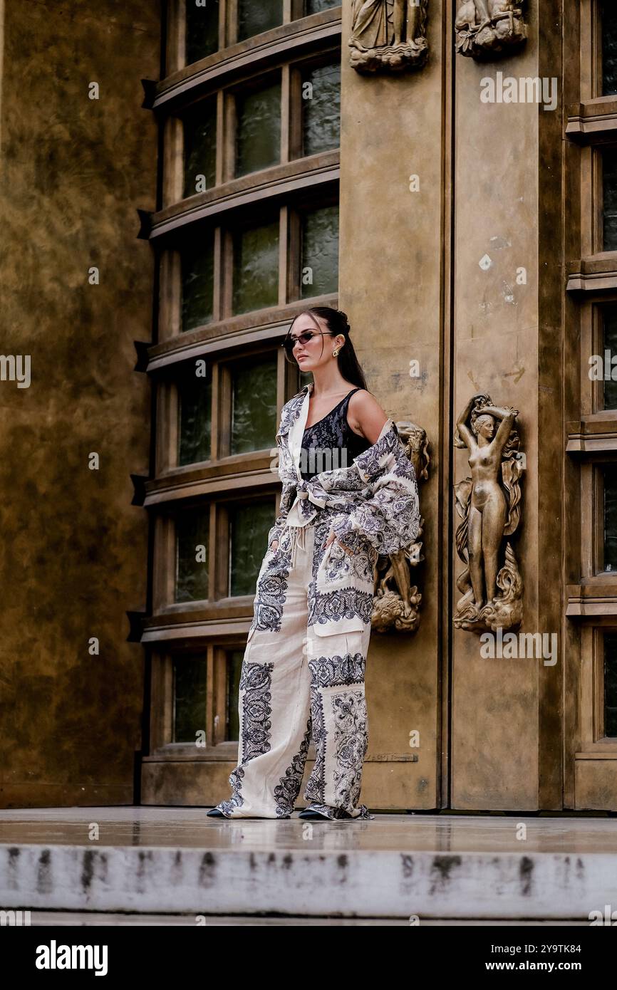 Street style, Yasmine Zahran arriving at Zimmermann Spring Summer 2025 ...