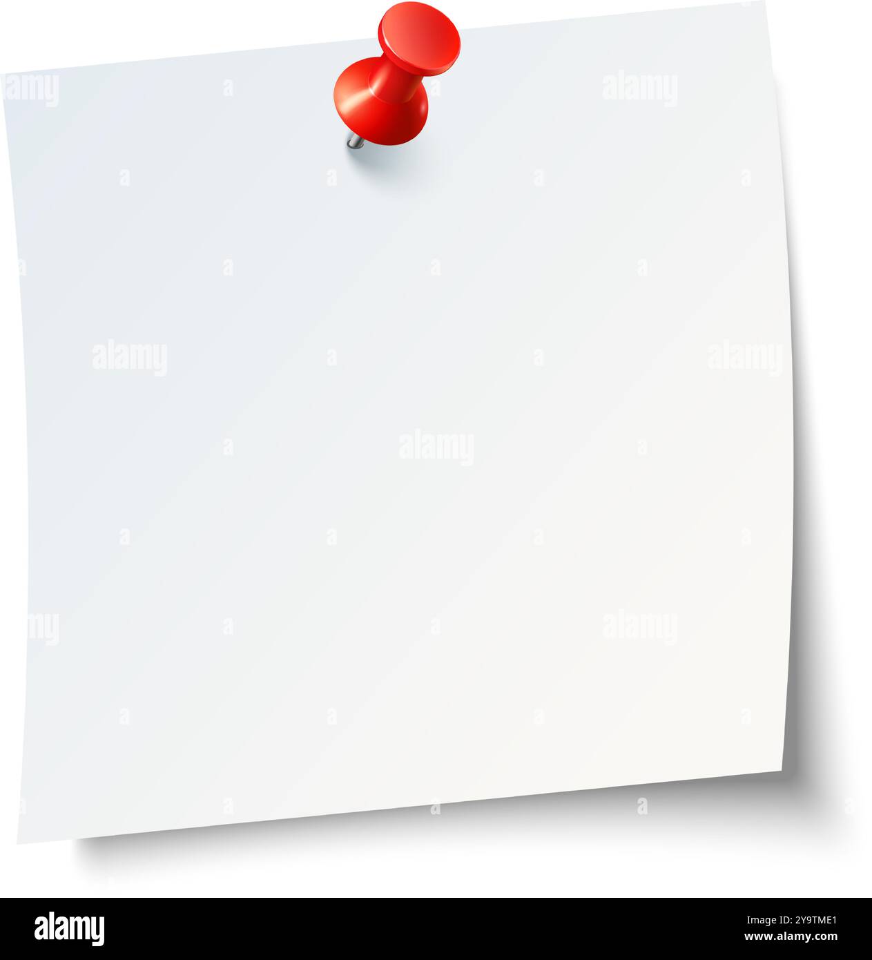 A blank note pinned to a corkboard with a red pushpin, suitable for ...