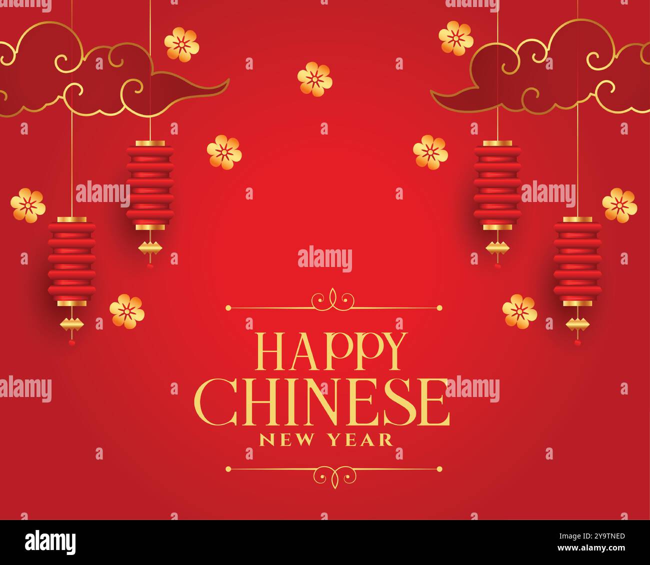 traditional chinese new year holiday background with cloud and lamp ...