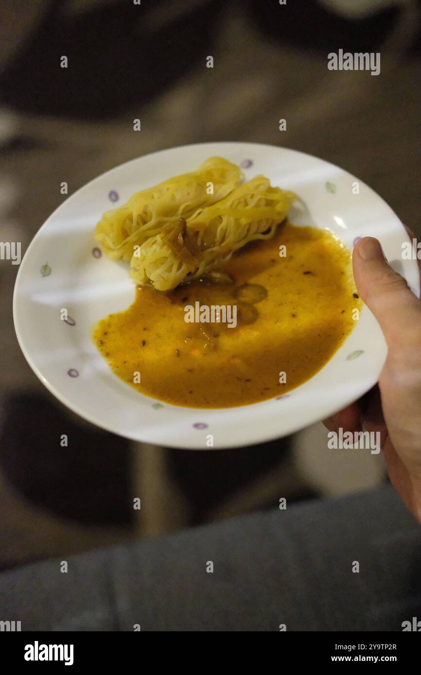 Malaysian snacks, roti jala, curry sauce, kuih, traditional food ...